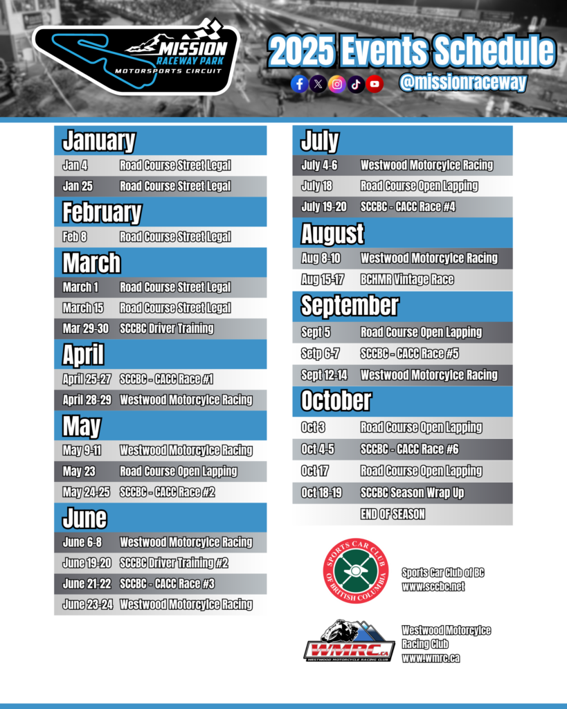 2025 Motorsports Circuit Events Calendar - Mission Raceway Park